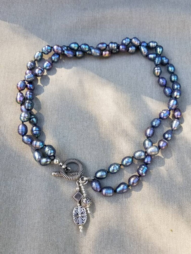 Freshwater Pearl Necklace Choker Sterling Silver Toggle Etsy