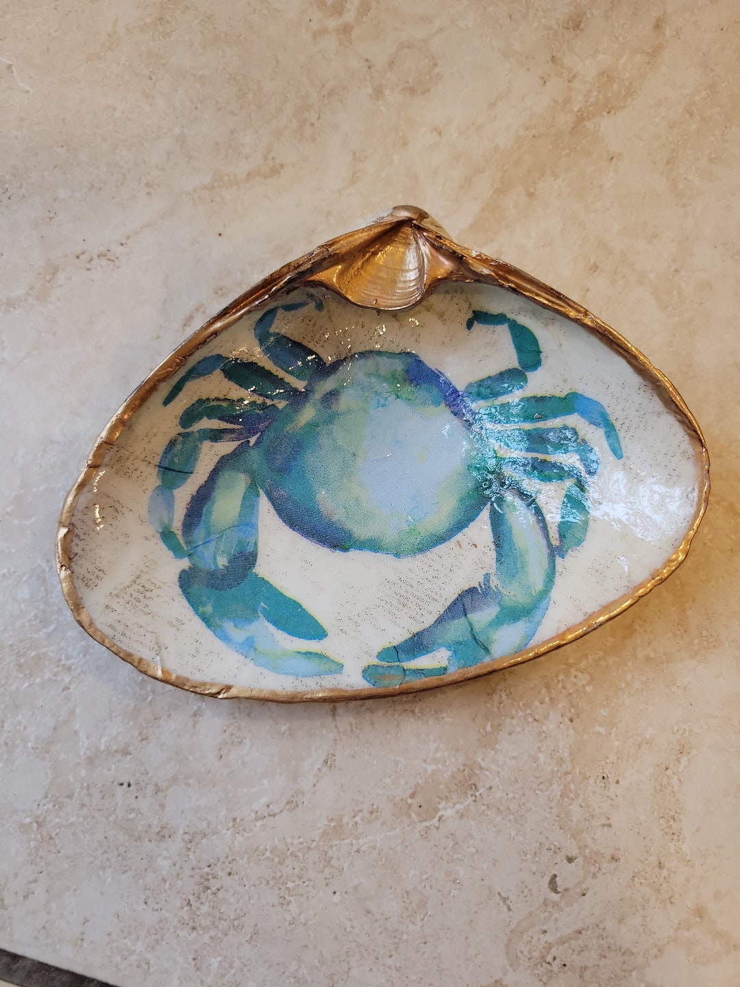 Decoupage Sea Shell Trinket Dish/decoupage Sea Shell/trinket Dish ...