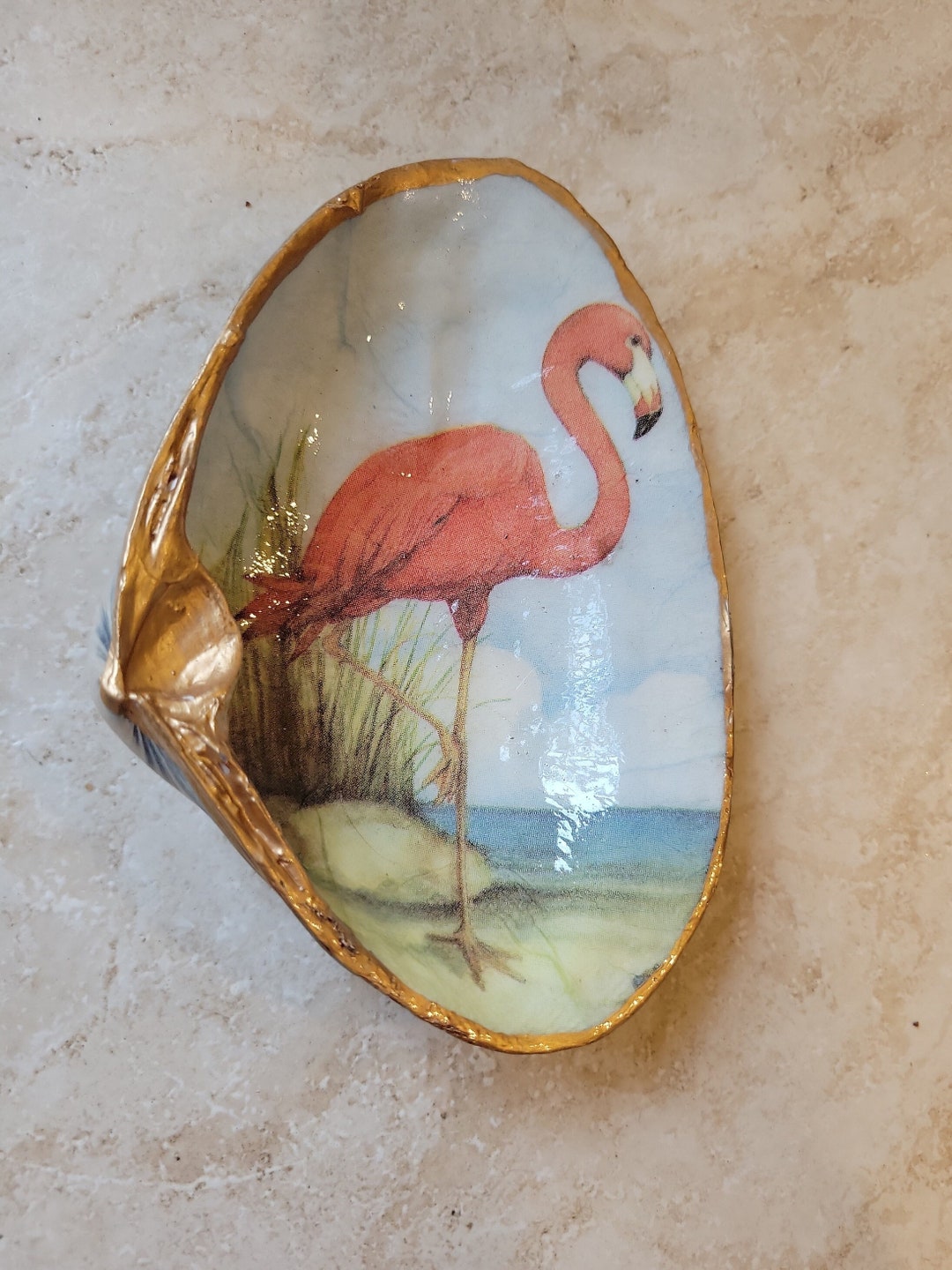 Decoupage Sea Shell Trinket Dish/decoupage Sea Shell/trinket Dish/ring ...
