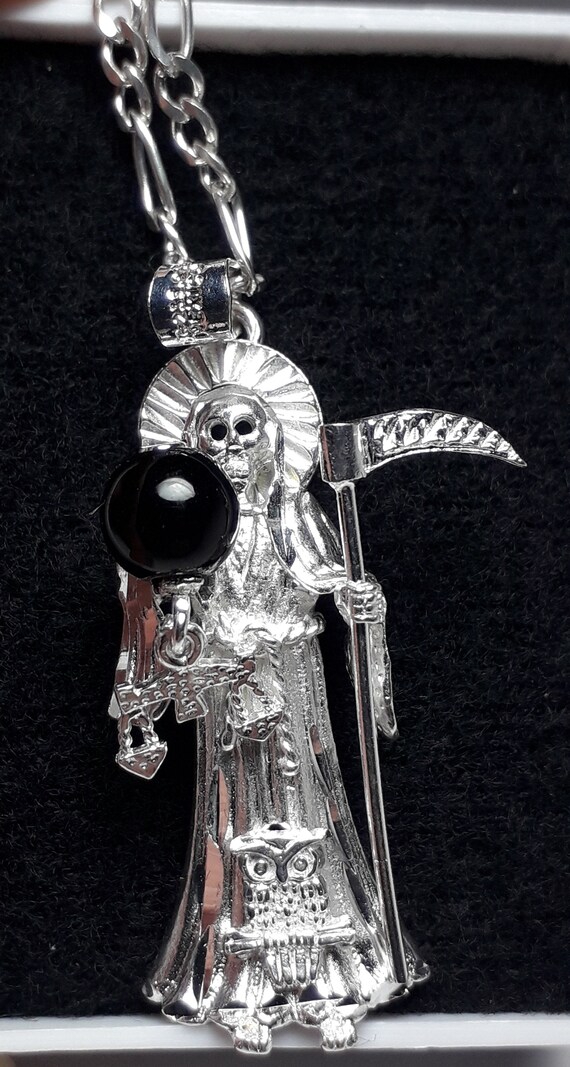 925 Sterling Silver Santa Muerte Pendant Chain Included. - Etsy