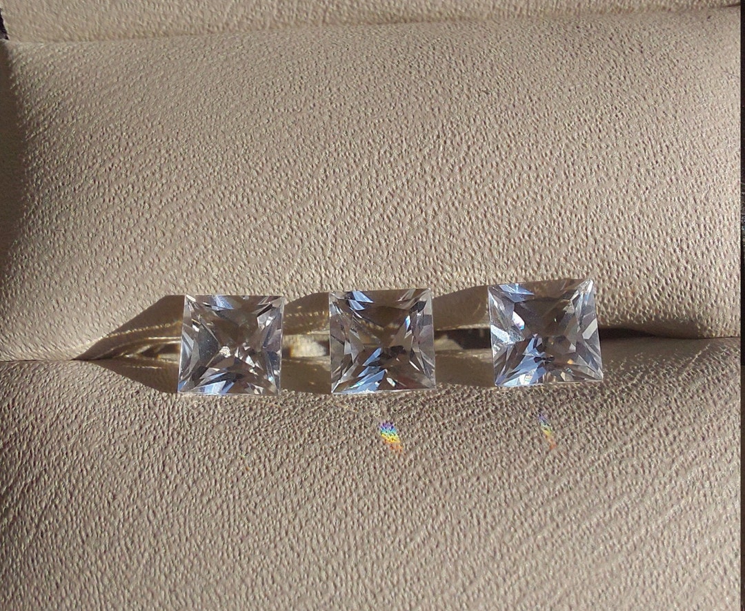 3, 5mm Danburite Princess Cut Gemstones - Mexico, Faceted, for Jewelry ...
