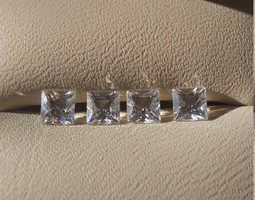 4, 4mm Danburite Princess Cut Gemstones - Mexico, Faceted, for Jewelry ...
