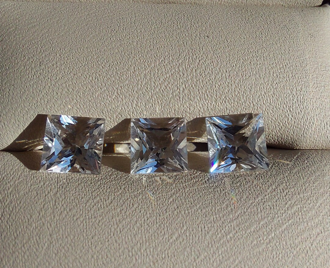 3, 6mm Danburite Princess Cut Gemstones - Mexico, Faceted, for Jewelry ...