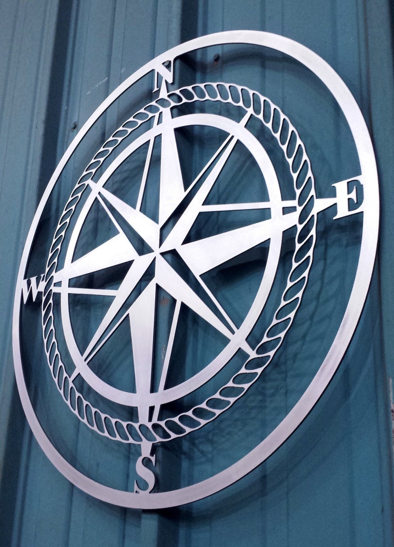 Nautical Compass and Rope Metal Wall Art Nautical Home - Etsy