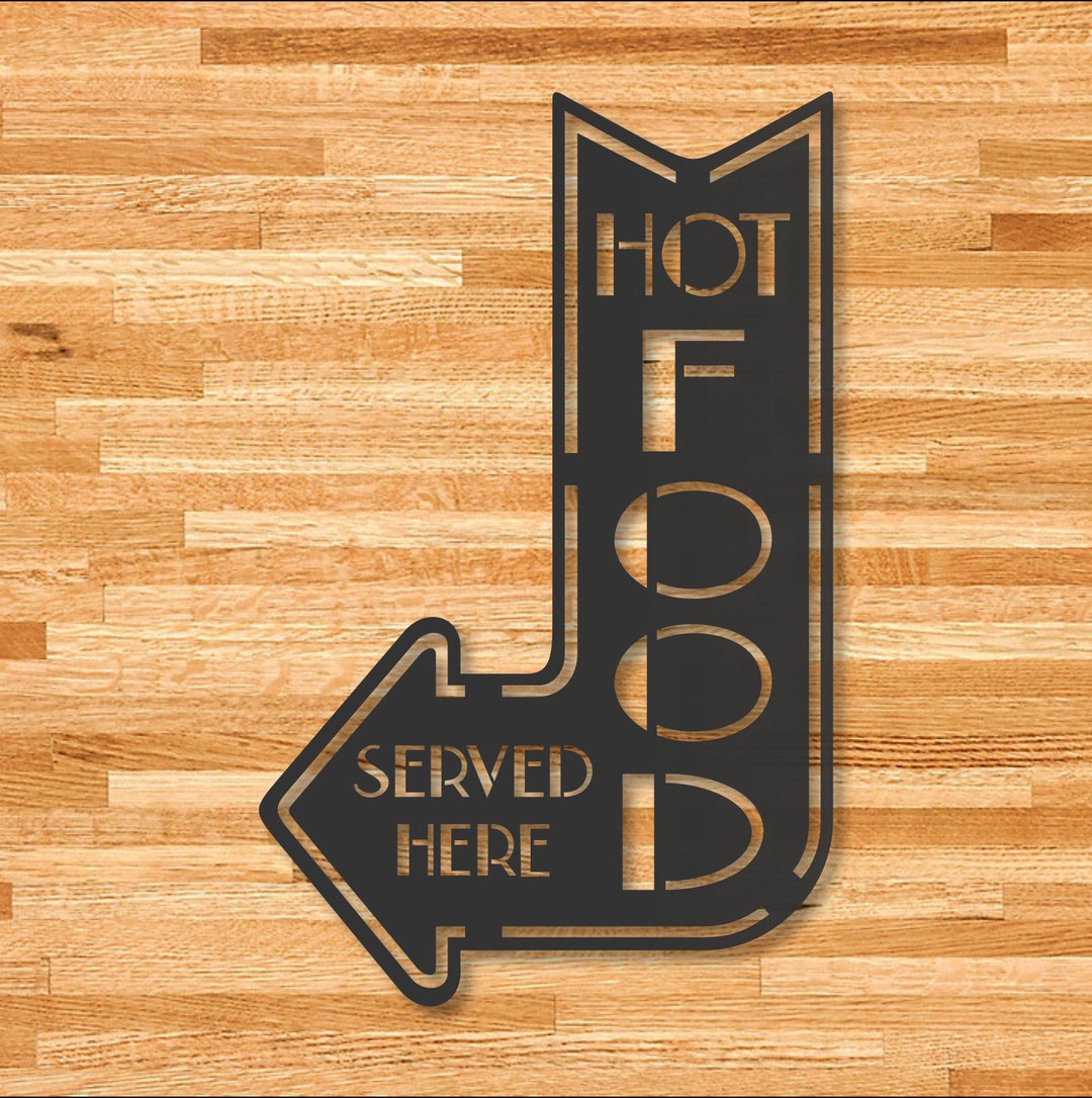 Hot Food Served Here Arrow Sign Metal Wall Art - Etsy