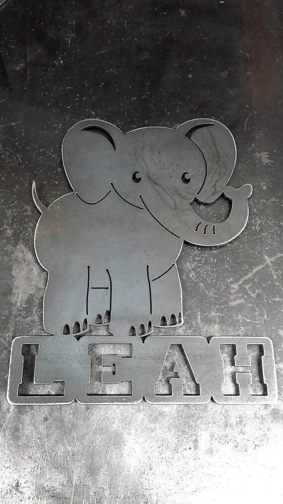 Elephant Custom Name Sign Metal Wall Art Home Decor | Etsy