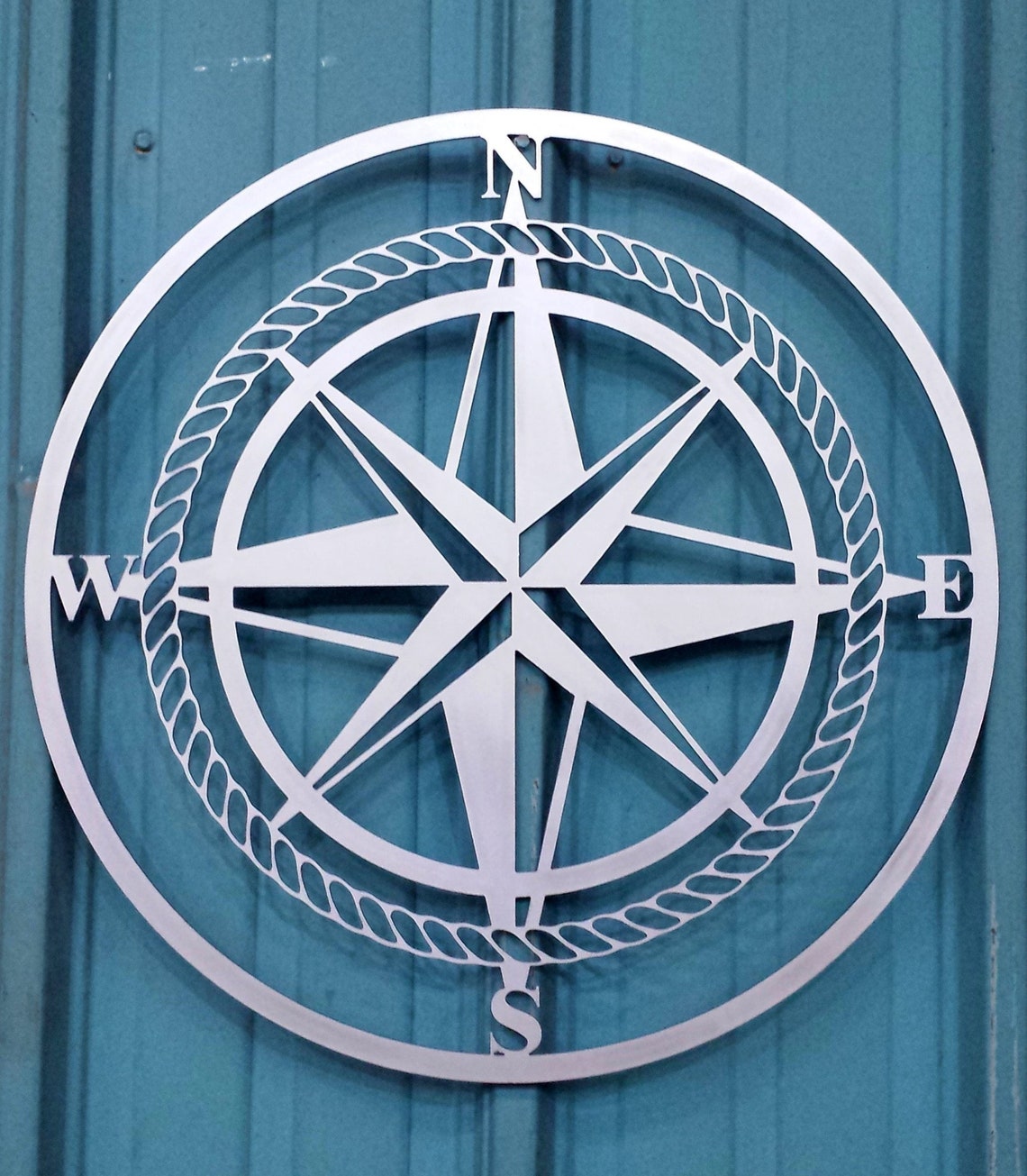 Nautical Compass and Rope Metal Wall Art Nautical Home - Etsy