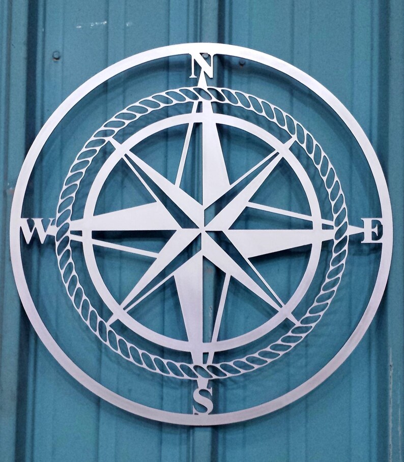 Nautical Compass and Rope Metal Wall Art Nautical Home - Etsy