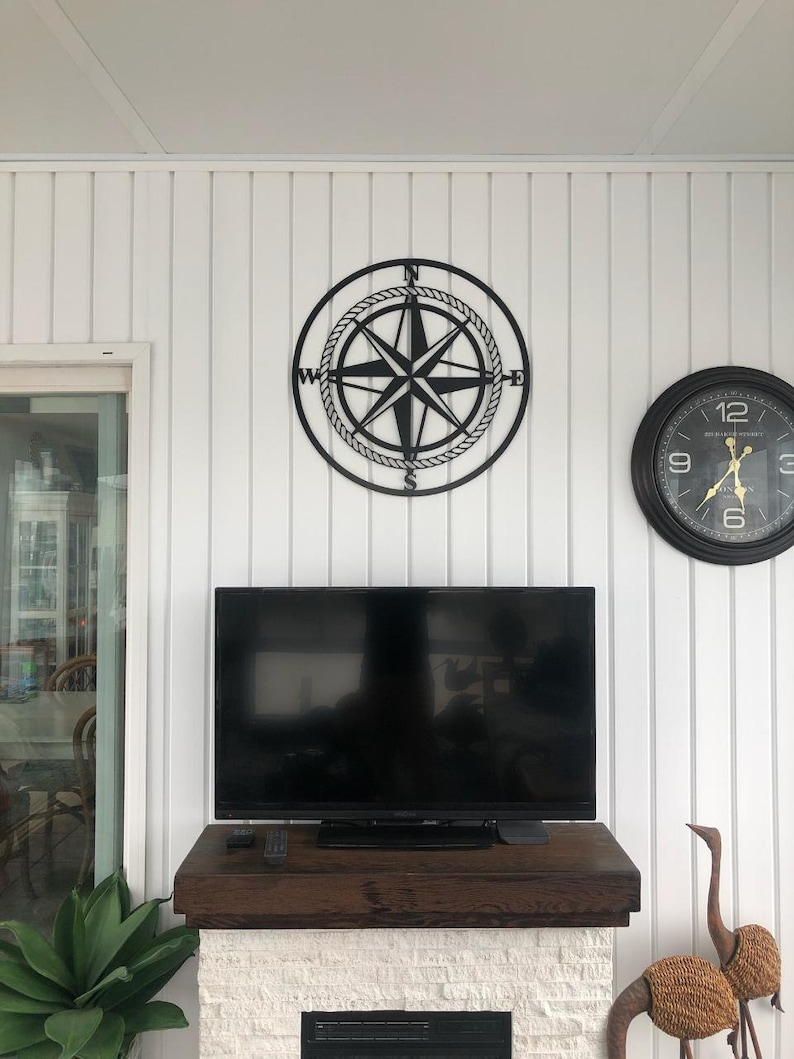 Nautical Compass and Rope Metal Wall Art Nautical Home - Etsy