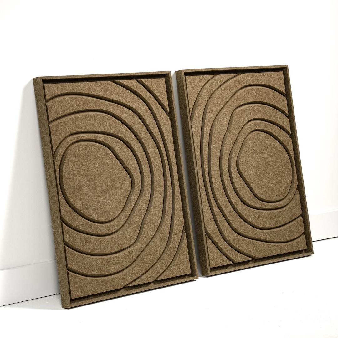 Acoustic Felt Wall Art Sage Green Decor, Sound Absorbing Contour Panel ...