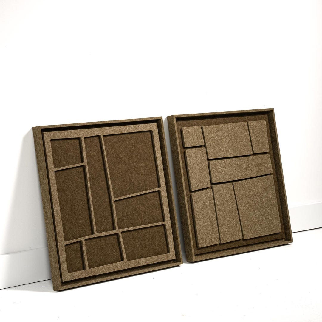 Geometric Acoustic Felt Wall Panel, Olive Green Sound Absorbing Art ...