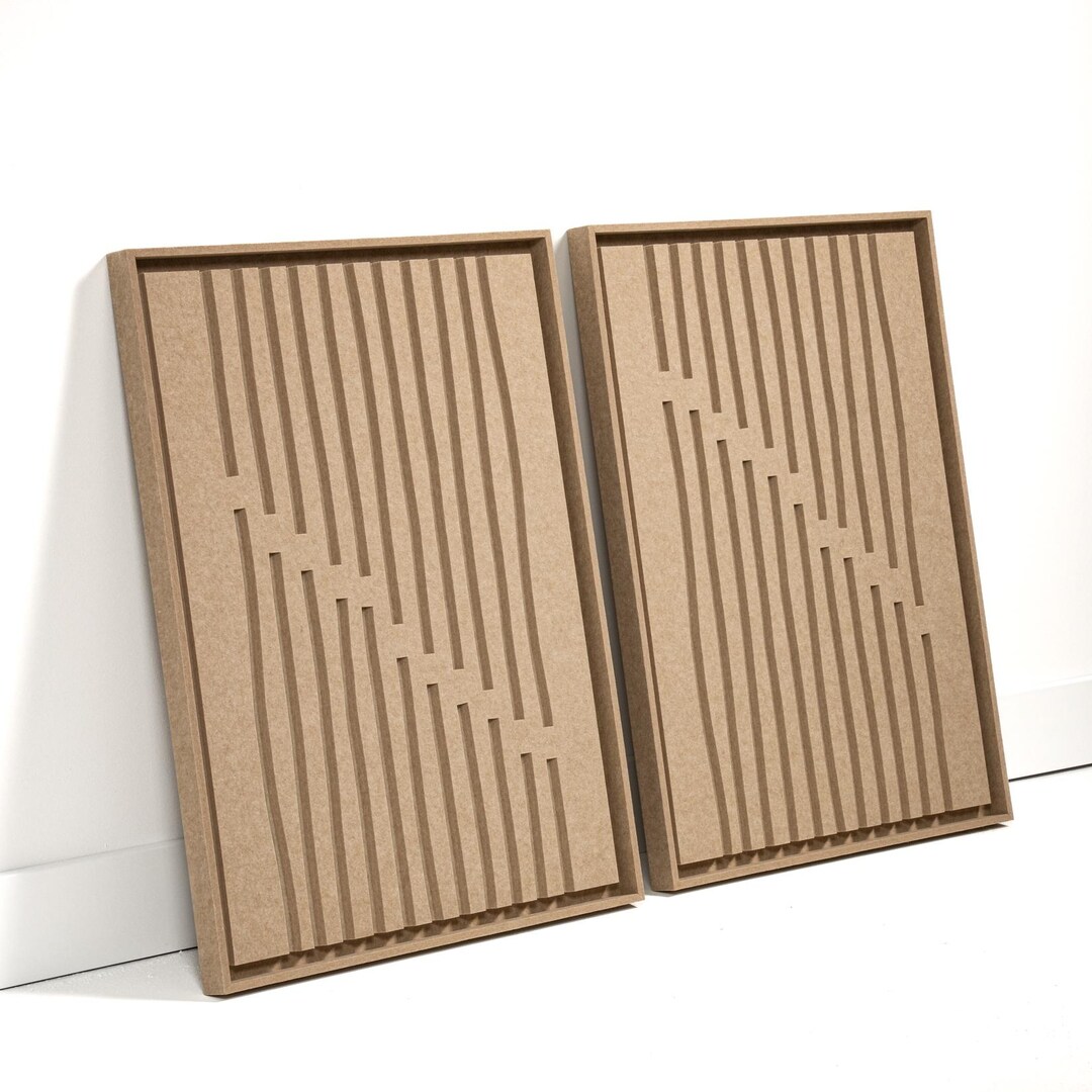 Acoustic Felt Wall Art, Warm Sand Slat Panels, Sound Absorbing Decor ...