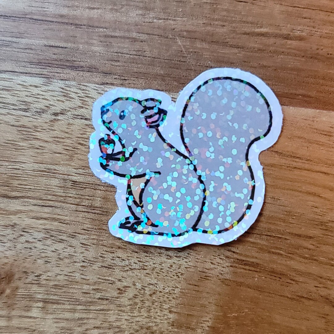 Glitter Squirrel With Acorn Sticker/ Holographic Glitter Squirrel ...