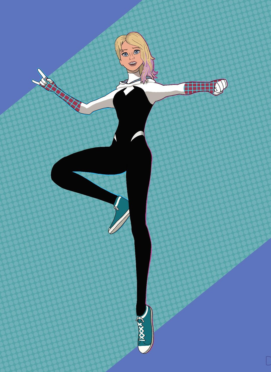 Spider-gwen 8" X 6" Art Print; Spider-verse Spiderwoman Digital Drawing ...