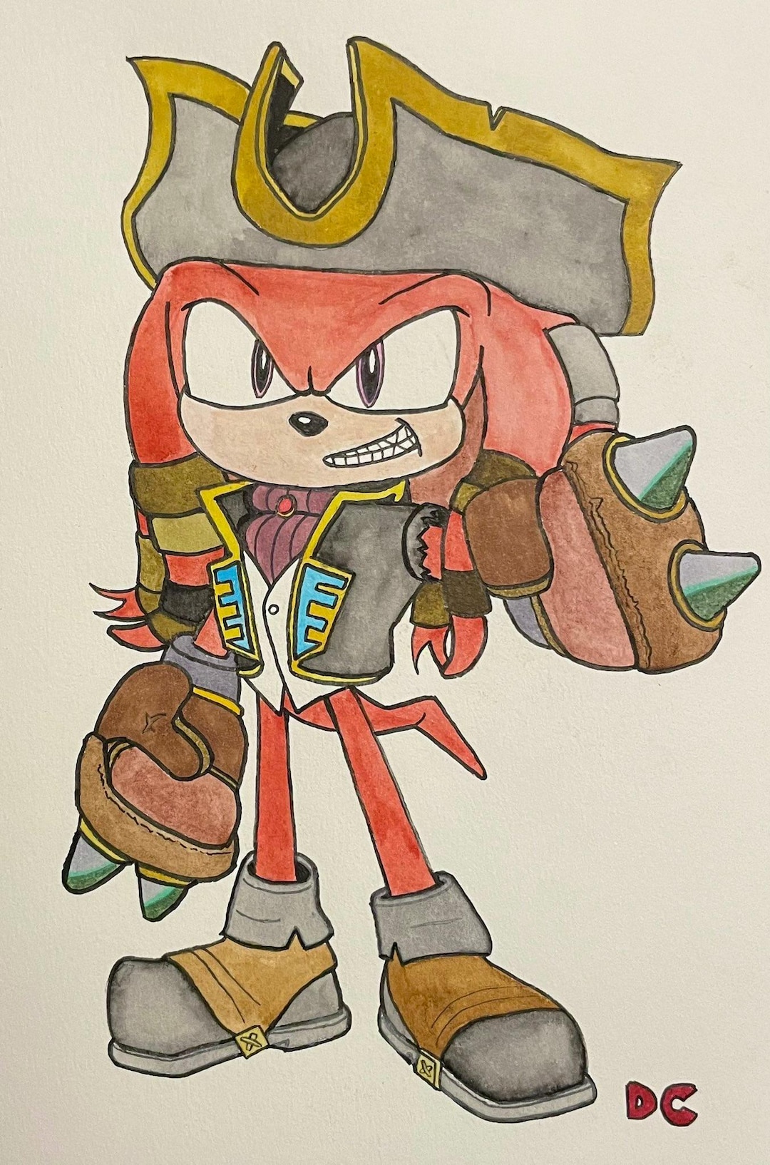 Knuckles the Dread 5.2" X 8.3" Original Watercolour Art, Sonic Prime - Etsy