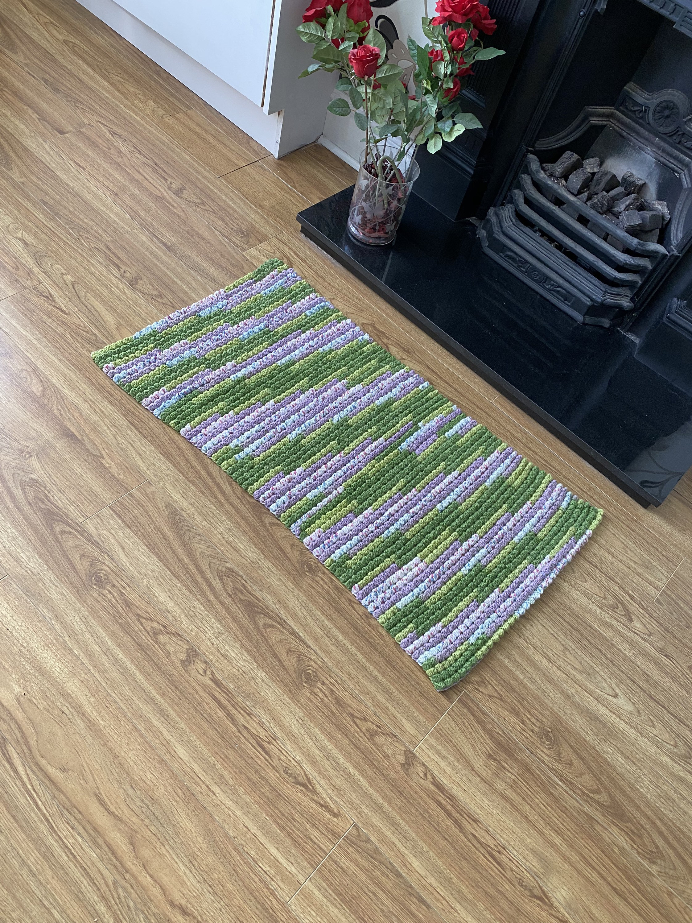 Green Crochet Rug for Kids Room, Rectangle Handmade Washable Rug for ...