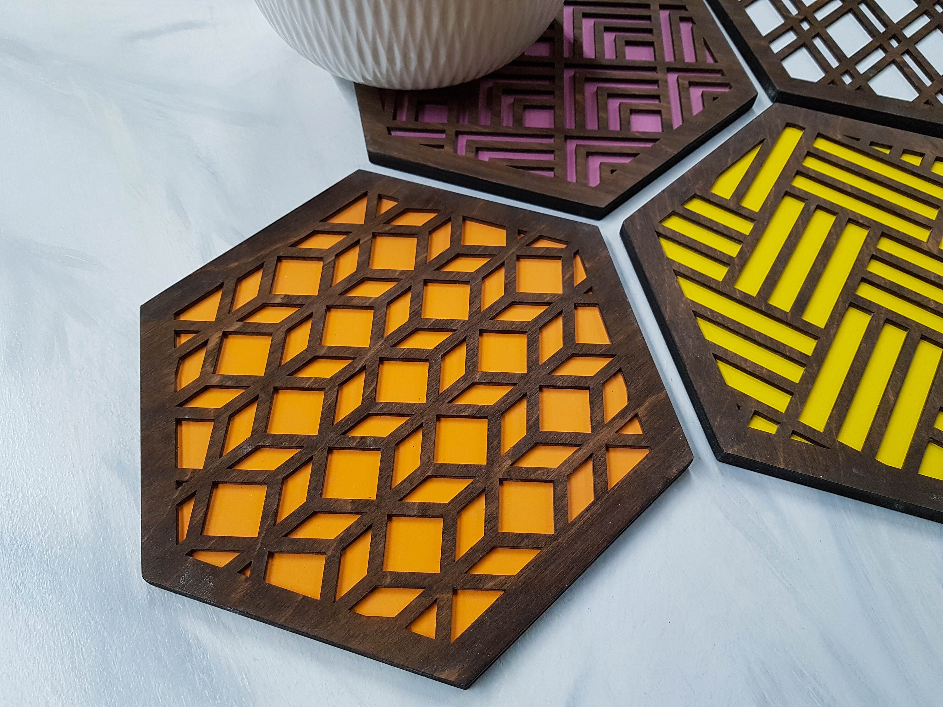 Modern Trivets, Custom Trivet Set, Colorful Trivet, Trivet for Plates ...