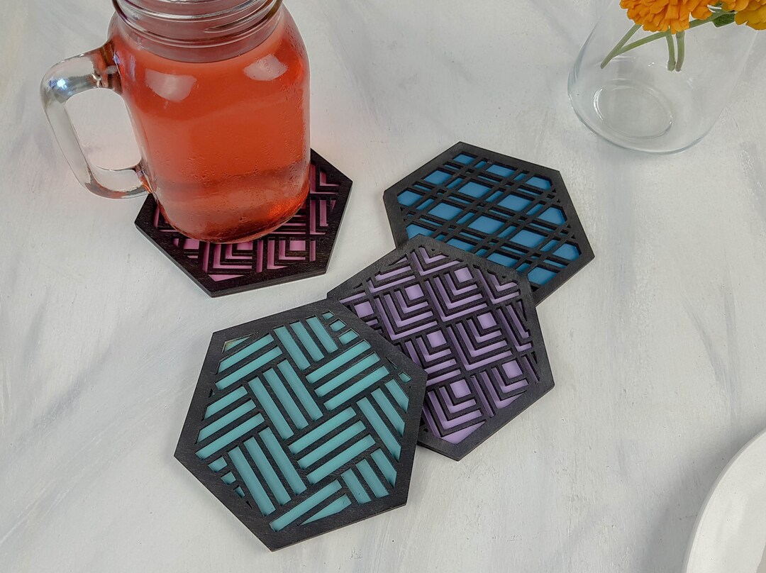 Design Your Own Coaster Set, Unique Modern Coaster, Colorful Coasters ...