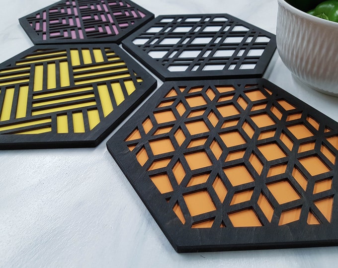 Modern Trivets, Custom Trivet Set, Colorful Trivet, Trivet for Plates ...