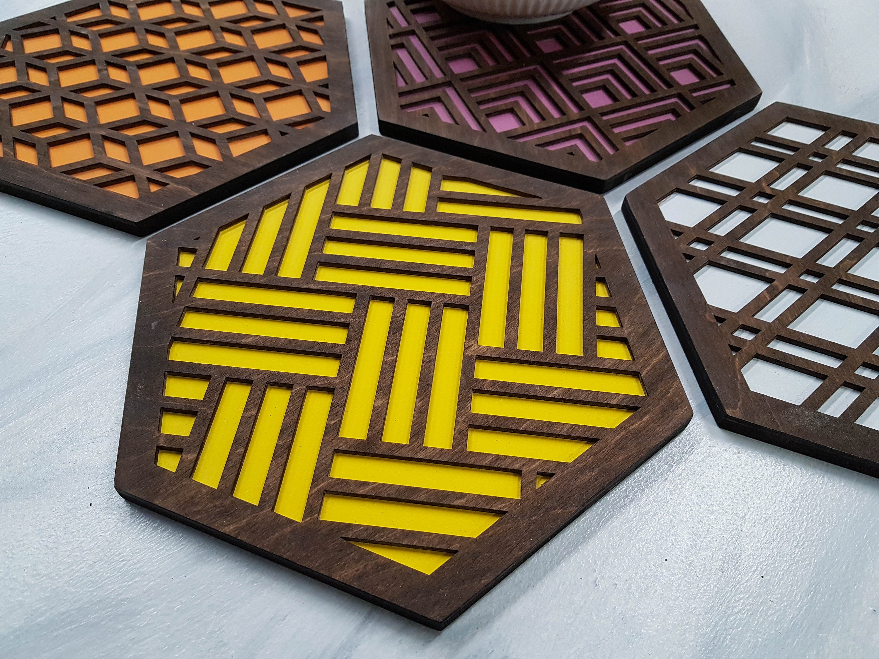 Modern Trivets, Custom Trivet Set, Colorful Trivet, Trivet for Plates ...