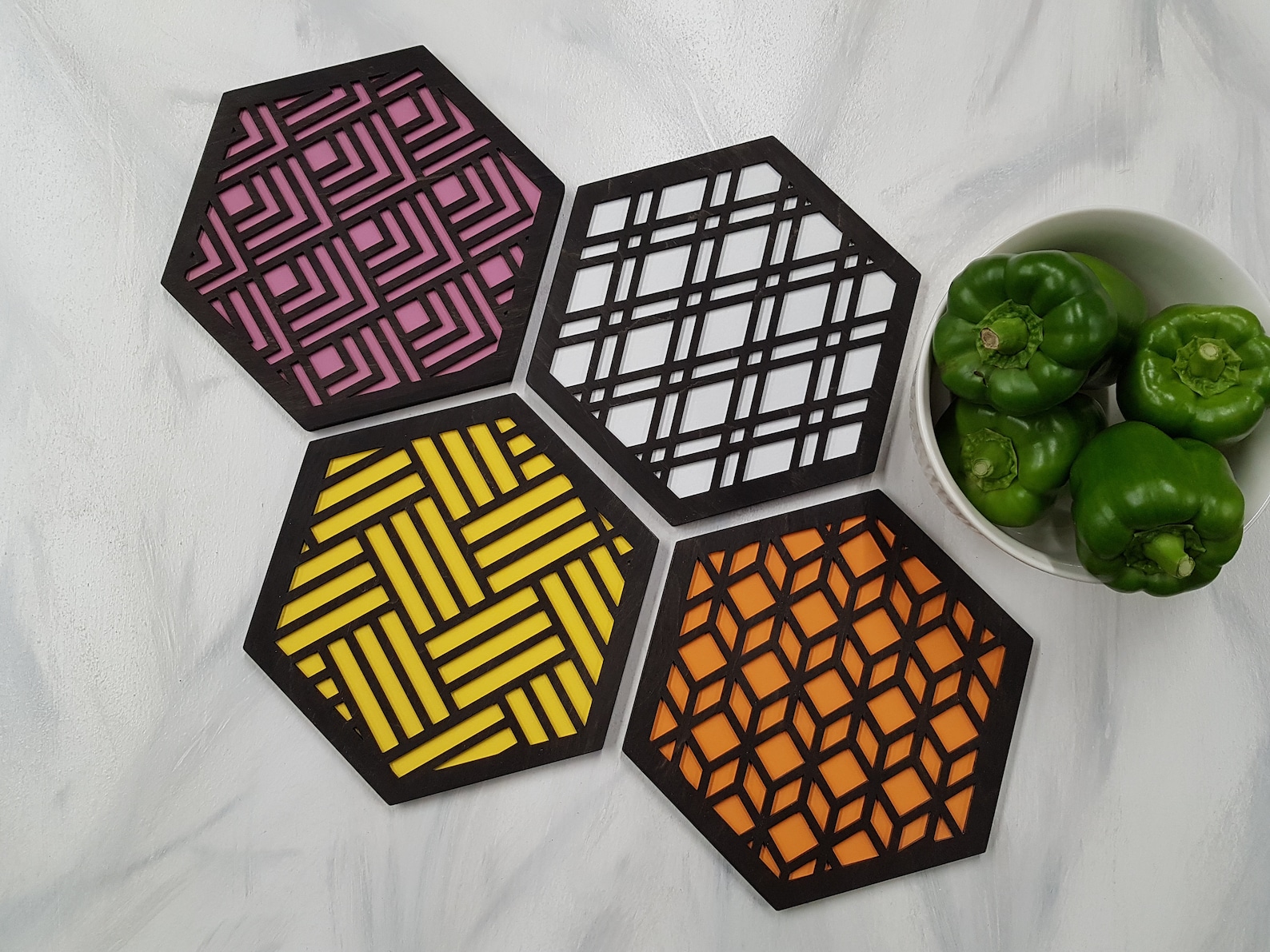 Modern Trivets, Custom Trivet Set, Colorful Trivet, Trivet for Plates ...