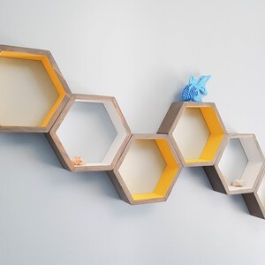 Hexagon Shelves Set of 6, Geek Art, Bright Painted Floating Shelf, Fun ...