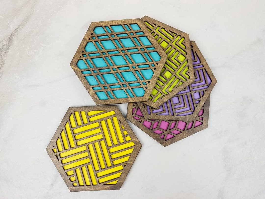 Unique Modern Coaster, Design Your Own Set, Colorful Coasters, Single ...