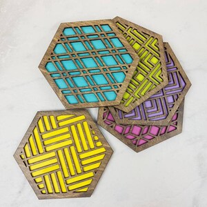 Unique Modern Coaster, Design Your Own Set, Colorful Coasters, Single ...