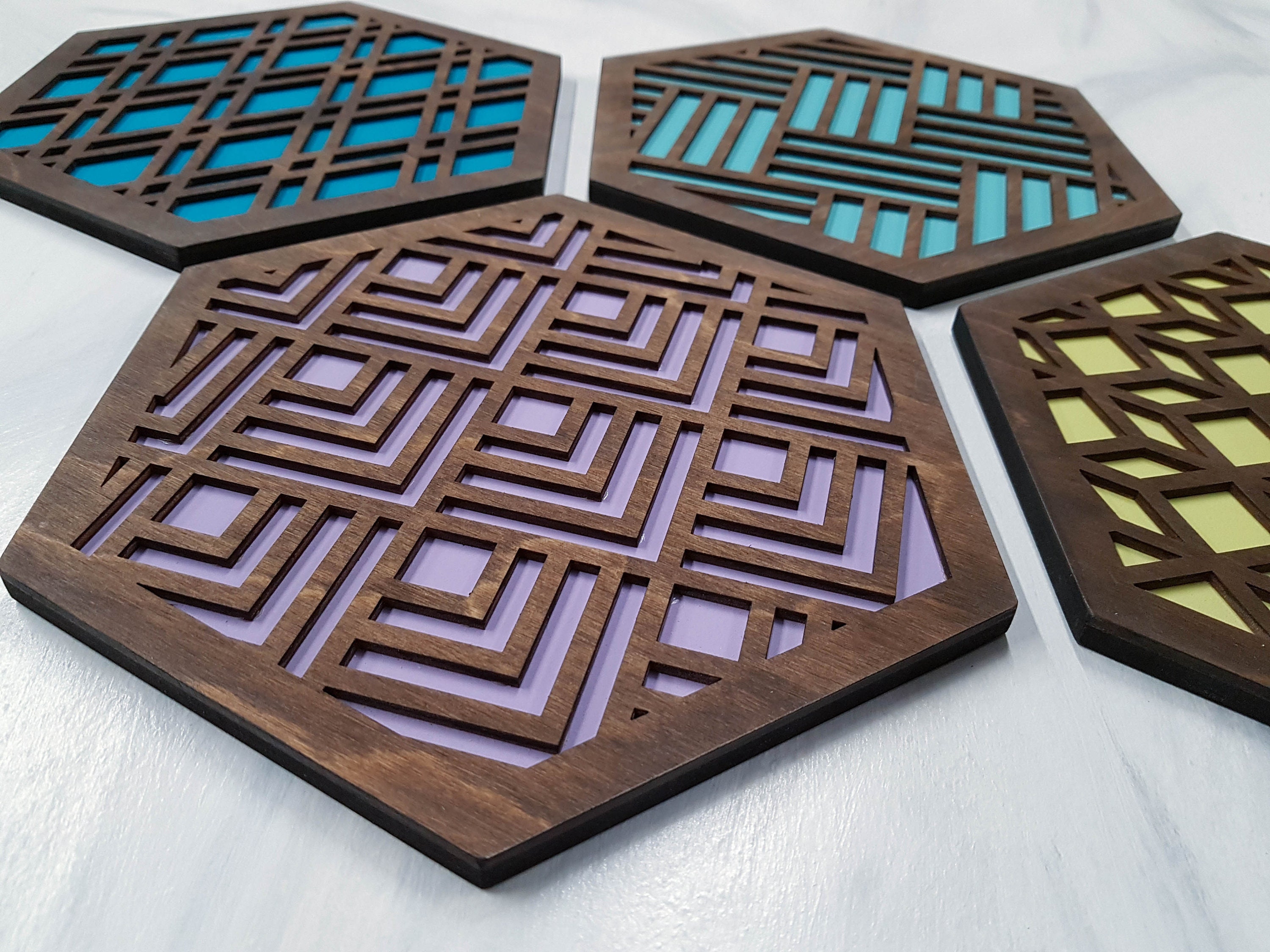 Modern Trivets, Custom Trivet Set, Colorful Trivet, Trivet for Plates ...