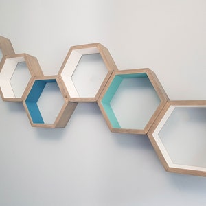 Hexagon Shelves Set of 6, Geek Art, Bright Painted Floating Shelf, Fun ...