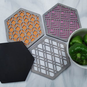 Modern Trivets, Custom Trivet Set, Colorful Trivet, Trivet for Plates ...