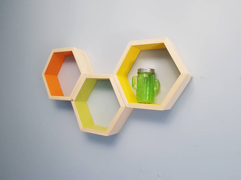Hexagon Shelves Set of 3, Honeycomb Shelves, Floating Shelves ...