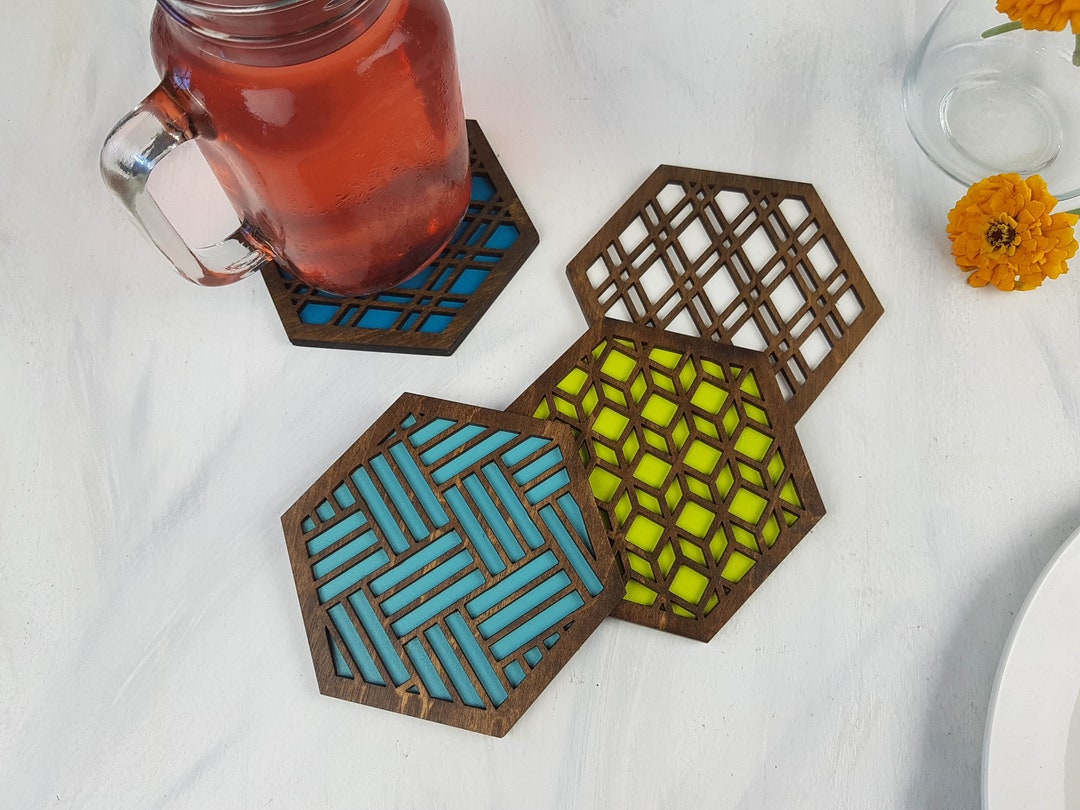 Unique Modern Coaster, Design Your Own Set, Colorful Coasters, Single ...