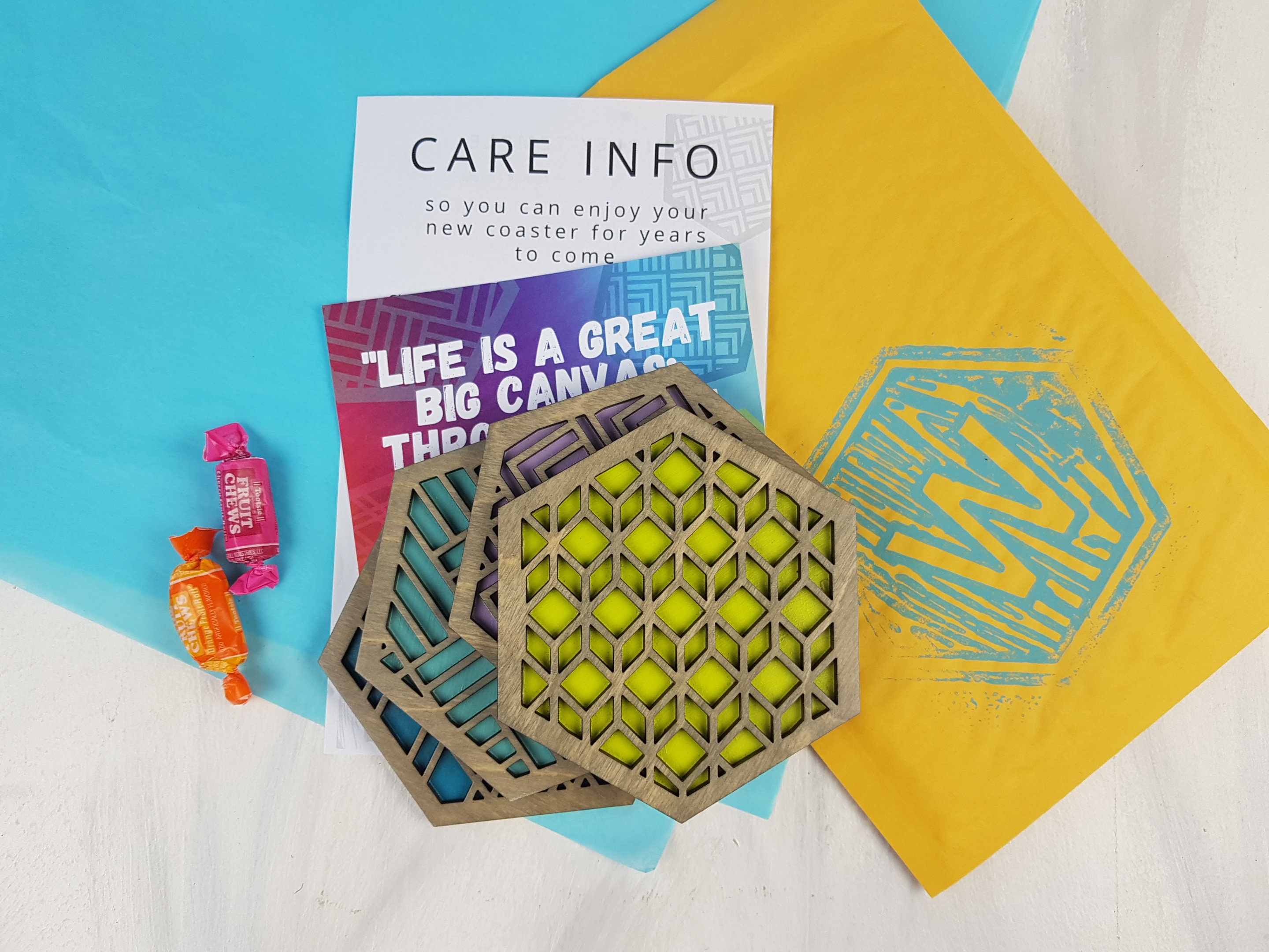Design Your Own Coaster Set, Unique Modern Coaster, Colorful Coasters ...