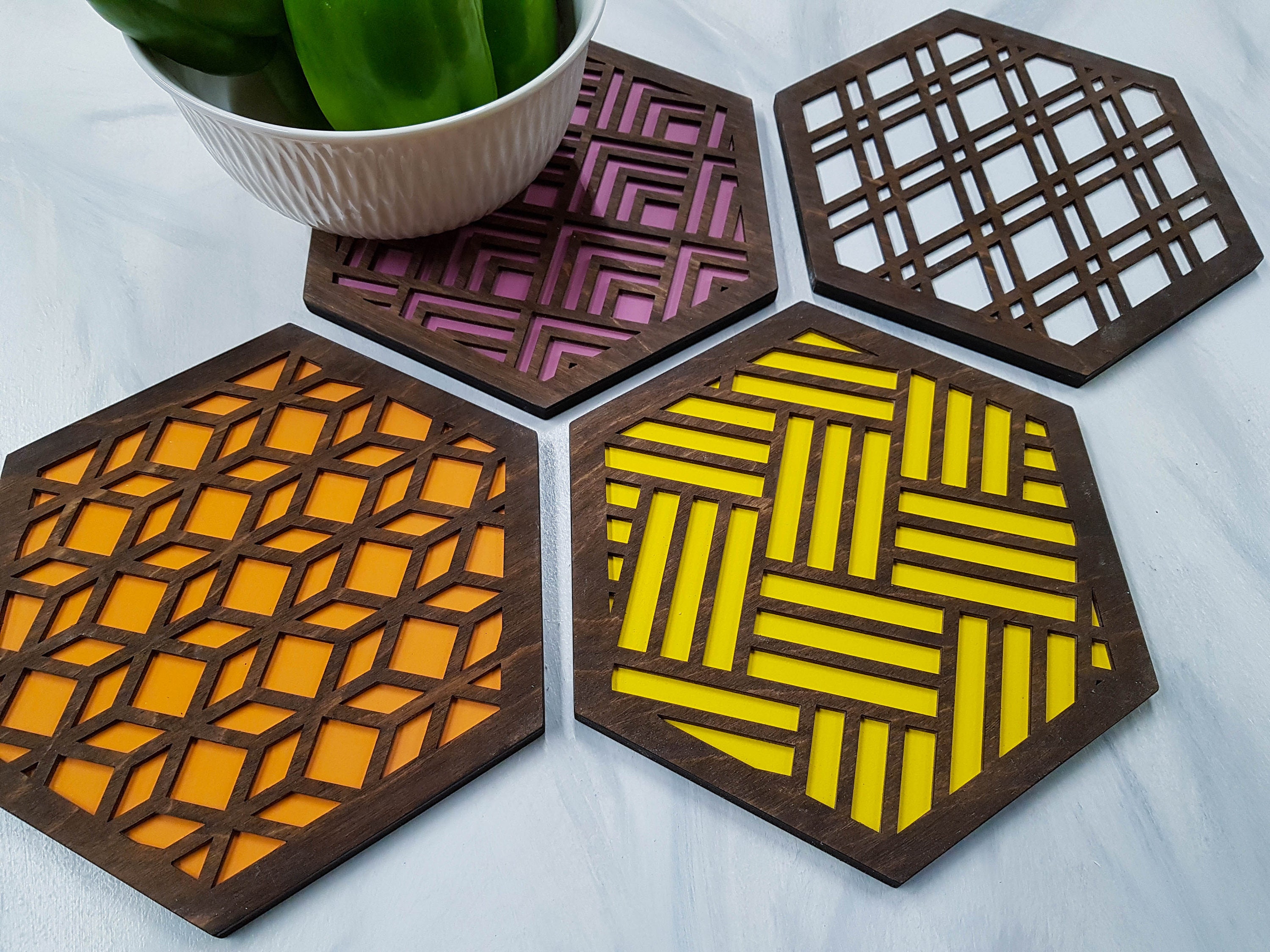 Trivets for Hot Dish, Colorful Trivet, Hot Pad for Plates, Dining Table ...