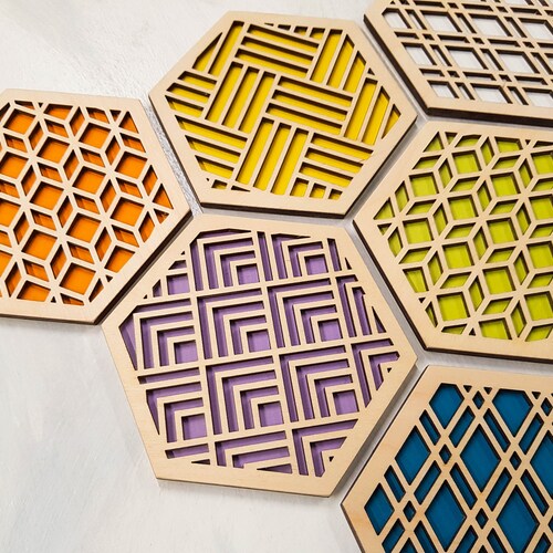 Unique Modern Coaster Design Your Own Set Colorful Coasters - Etsy