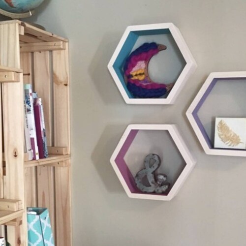 Set of 6 Two Colors Hexagon Shelves Hexagon Shelf Honeycomb - Etsy