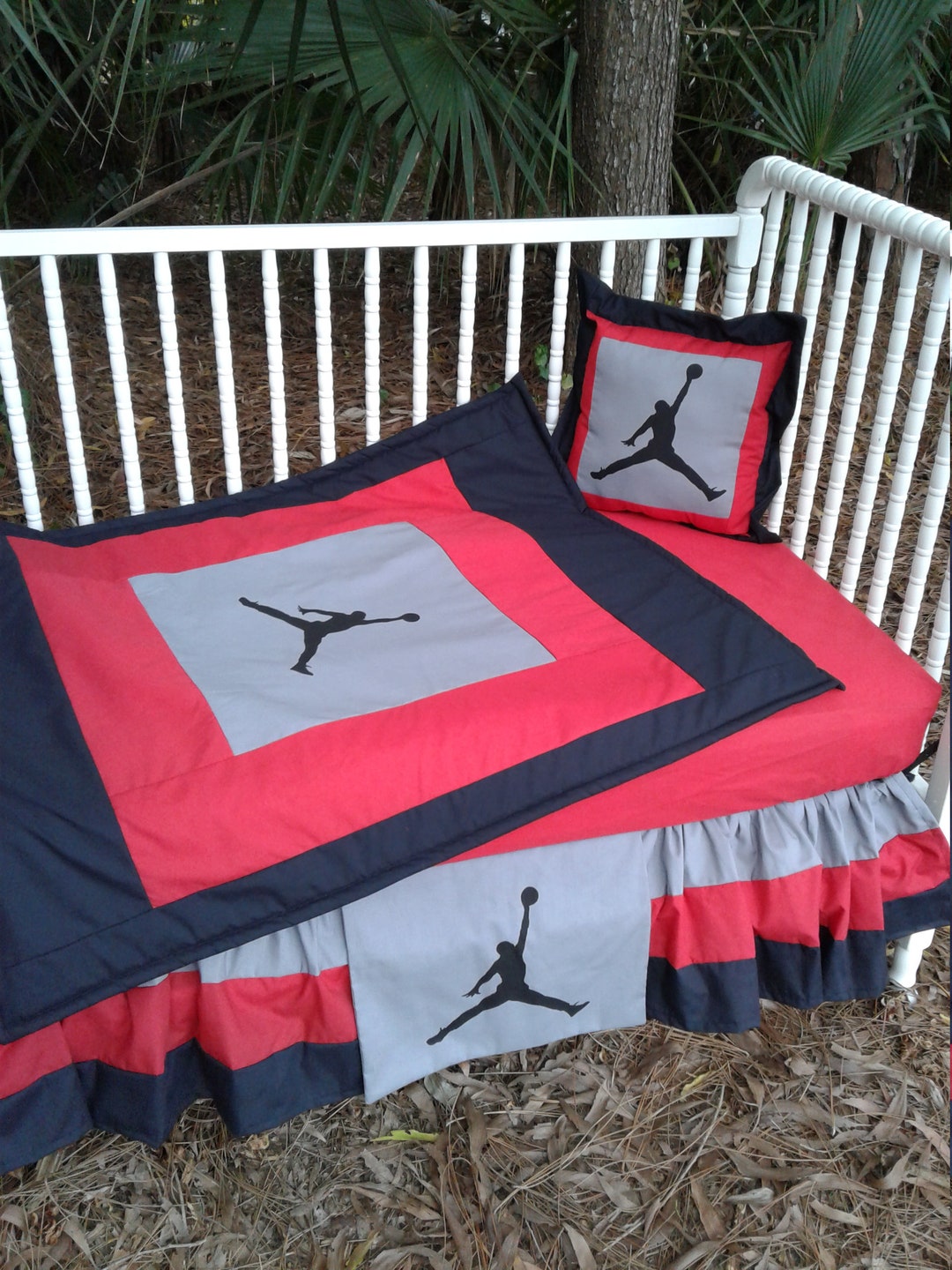 Michael Jordan NBA Basketball Custom Made Crib Set Made Grey Red and ...