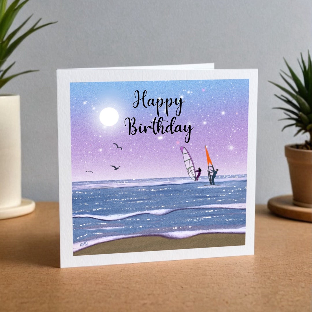 Personalised Wind Surfer Greeting Card Surfer Gift Open Water Sea Lake ...