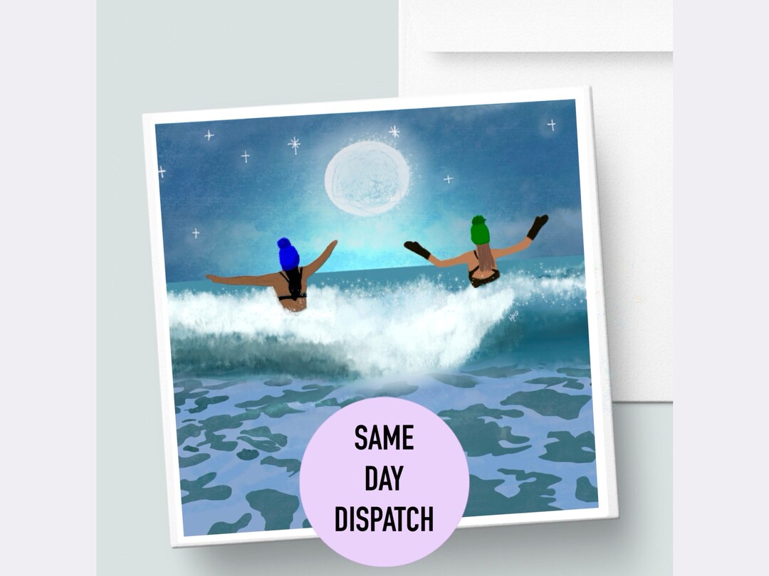 Wild Swim Greeting Card Night Dip Friends - Etsy