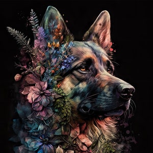 Watercolor German Shepherd Wall Art Printable, 18" X 24," Digital ...