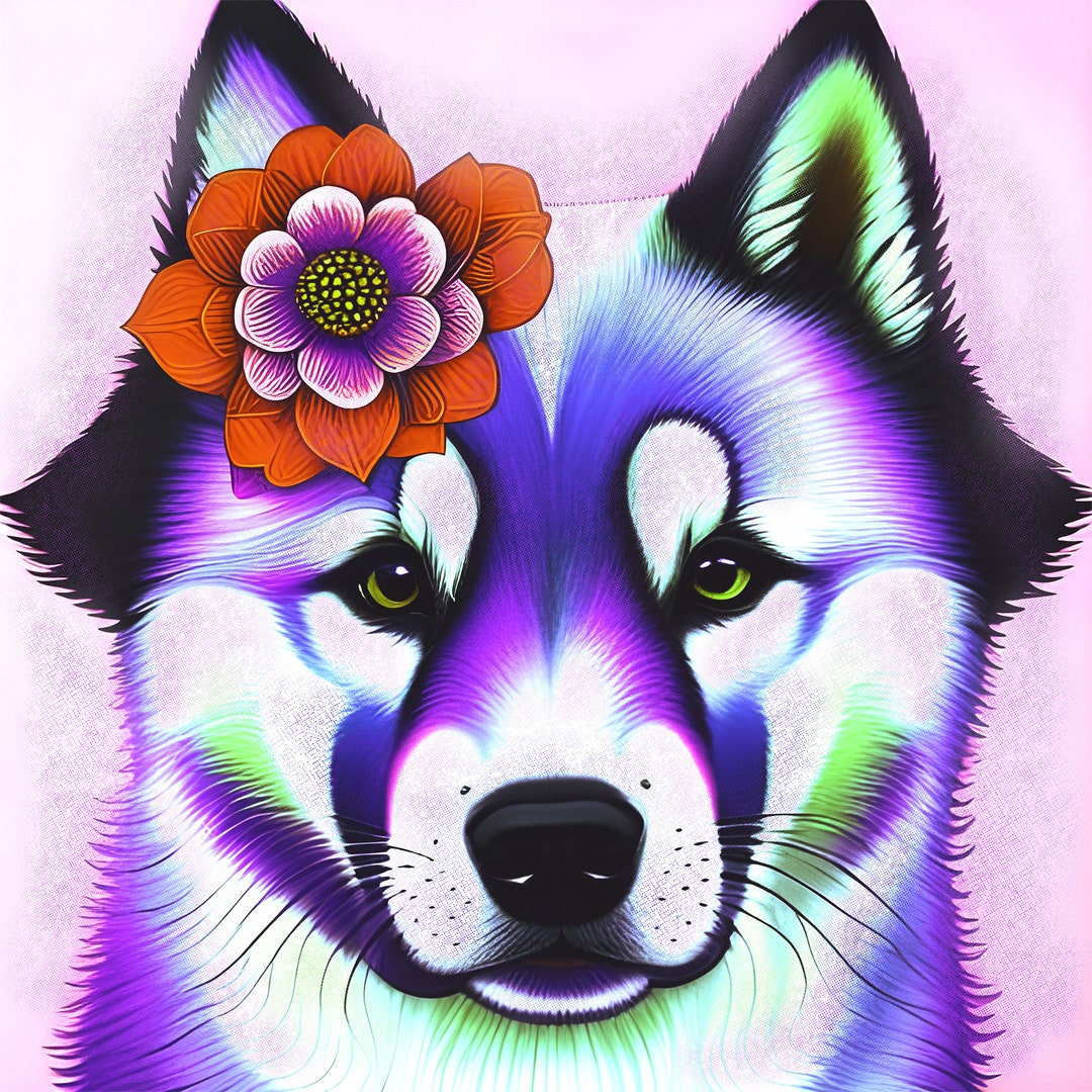 Pretty Siberian Husky Pop Art Printable, 24" X 24," Square Wall Art - Etsy