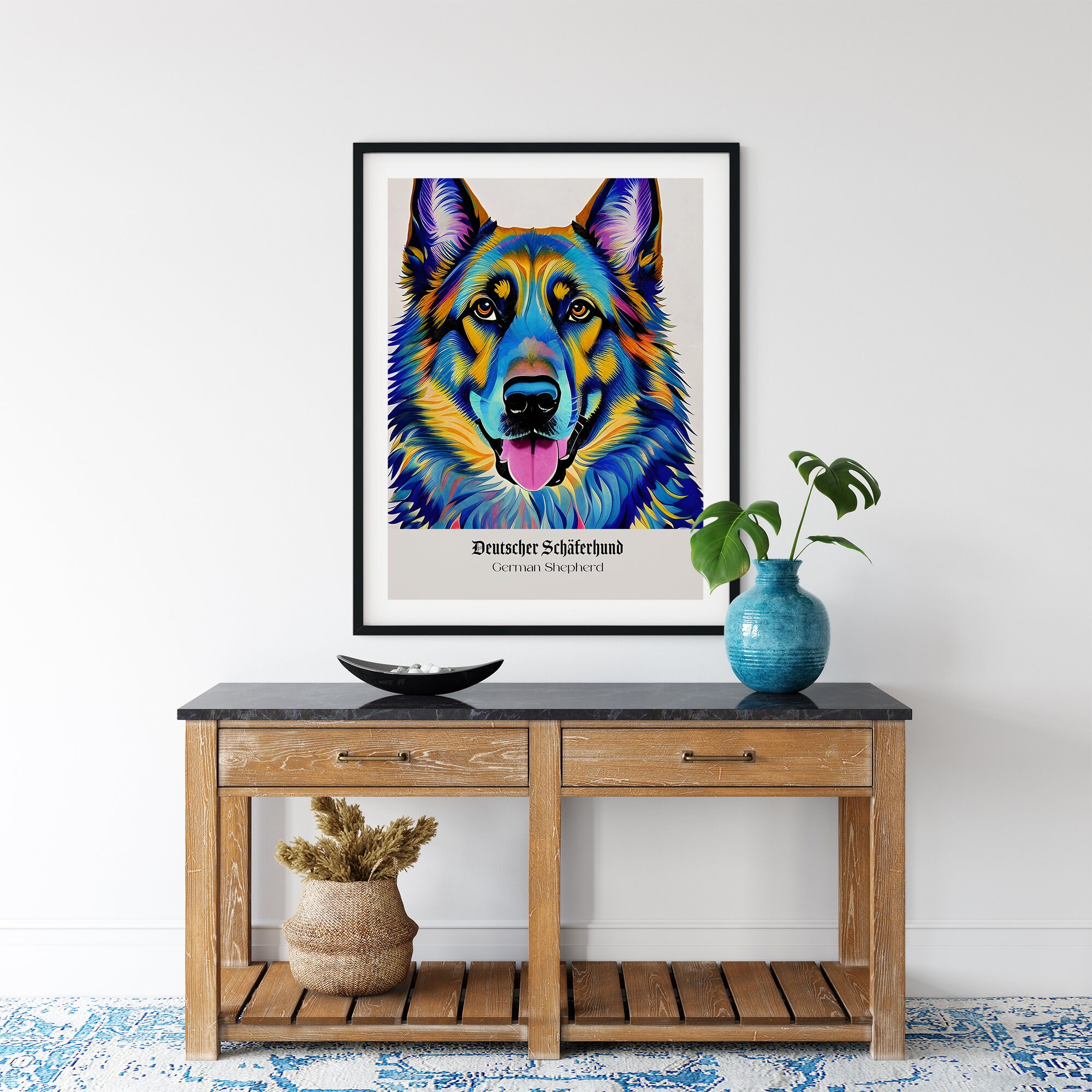 Colorful German Shepherd Wall Art Printable, 16" X 20," Digital ...