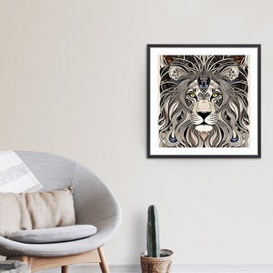 Unique Graphic Lion Printable, 24" X 24," Digital Download, Square Wall ...