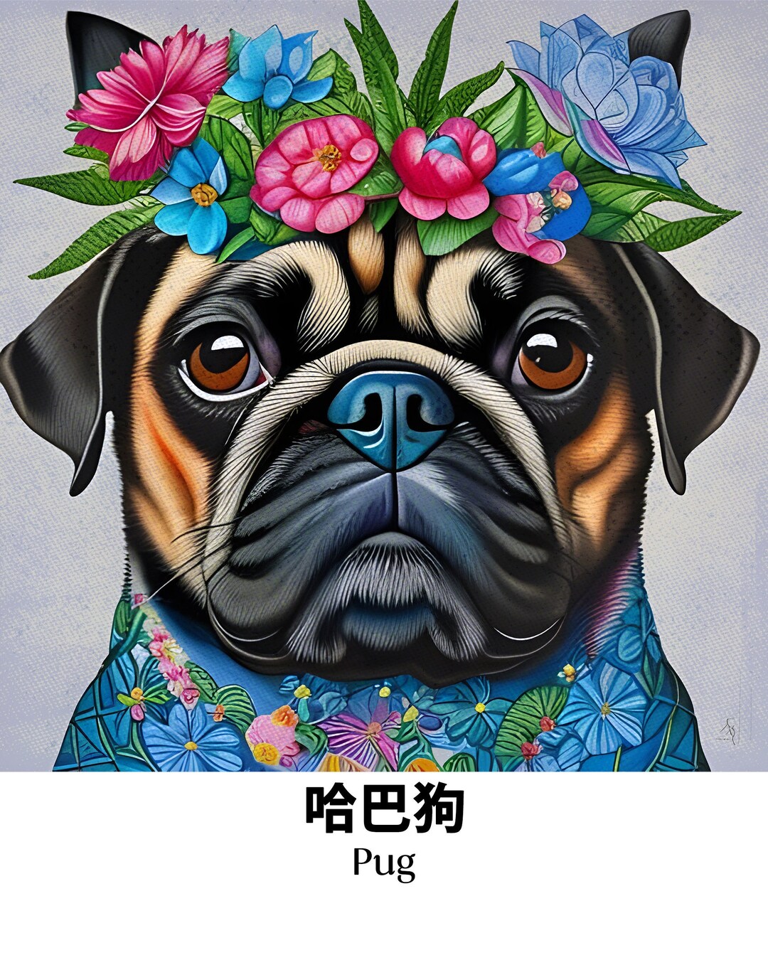 Cute Pug Printable, 16" X 20," Digital Download, Dogs, Wall Decor, Pet ...