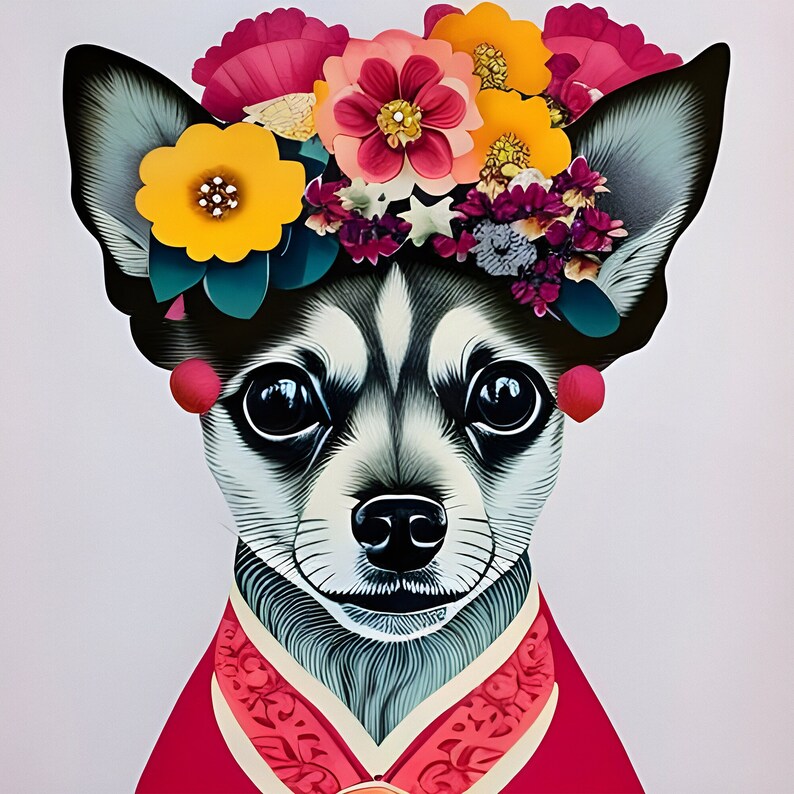 Adorable Unique Chihuahua Printable, 24" X 24," Digital Download, Dogs ...