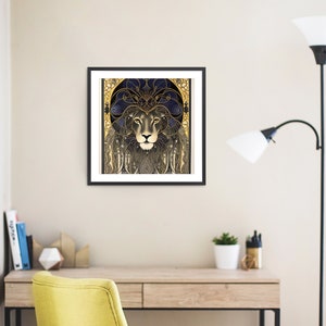 Elegant Art Nouveau Style Lion Print, 24" X 24" Square, Digital ...