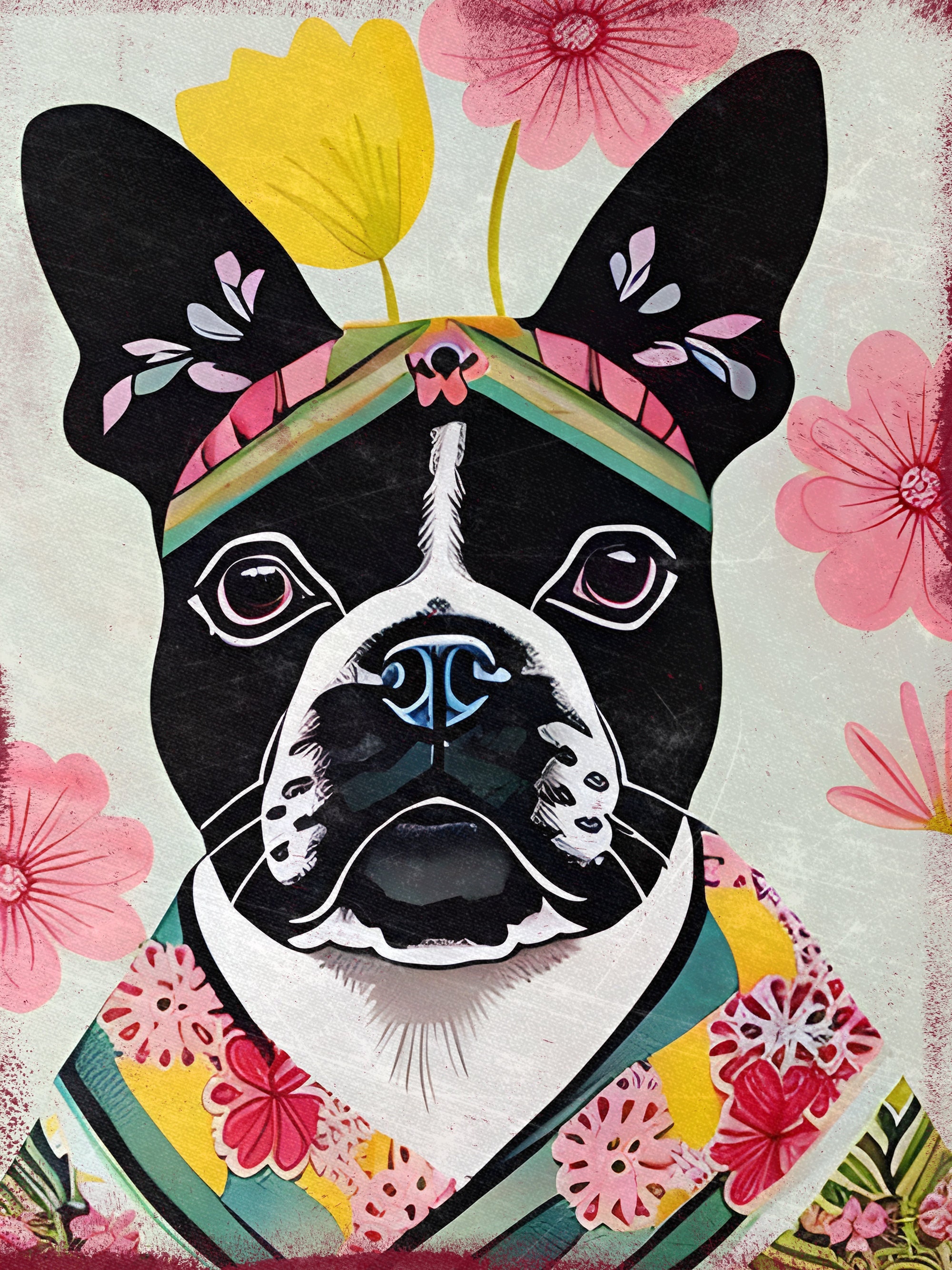 Pretty and Original Boston Terrier Wall Art, 18" X 24," Digital ...