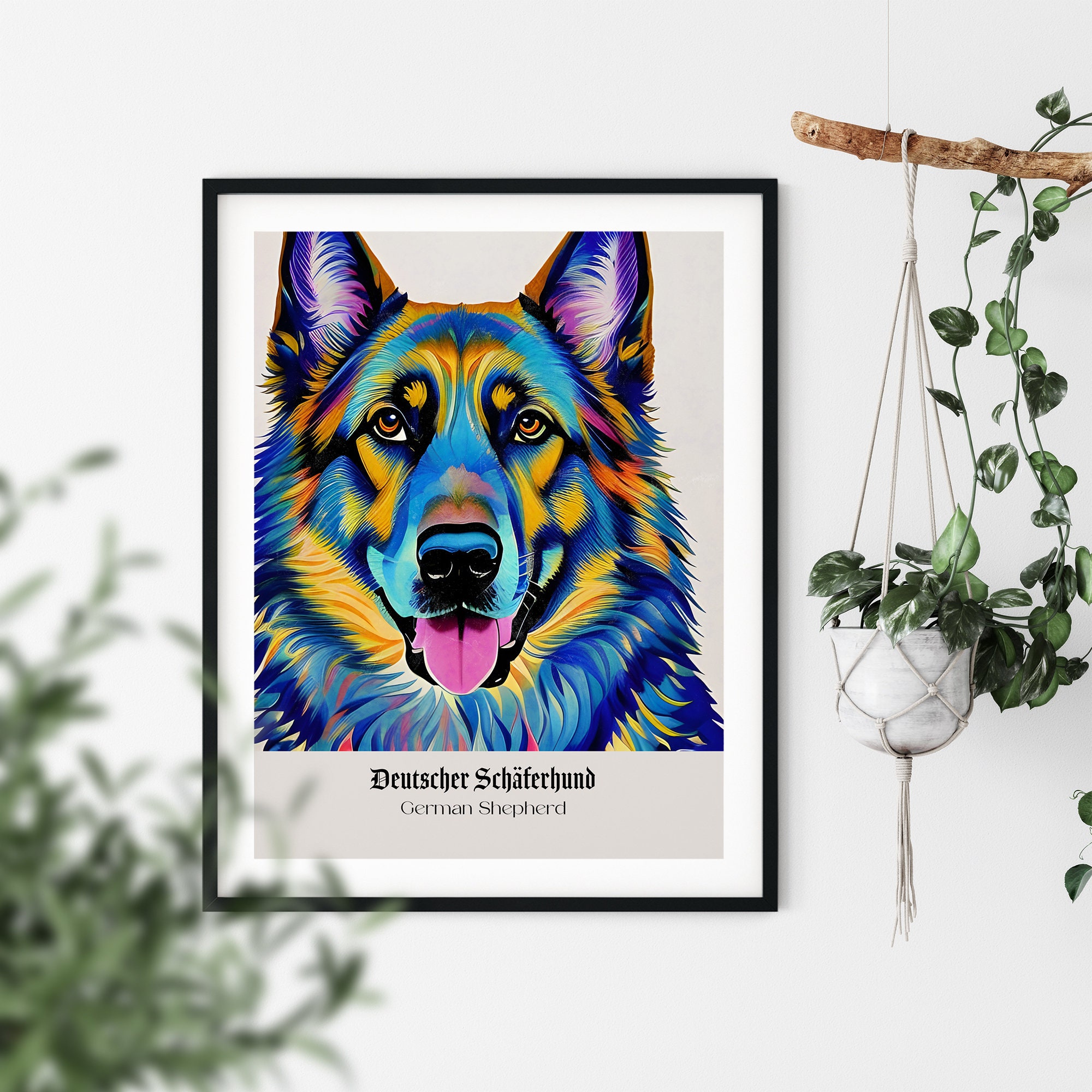 Colorful German Shepherd Wall Art Printable, 16" X 20," Digital ...