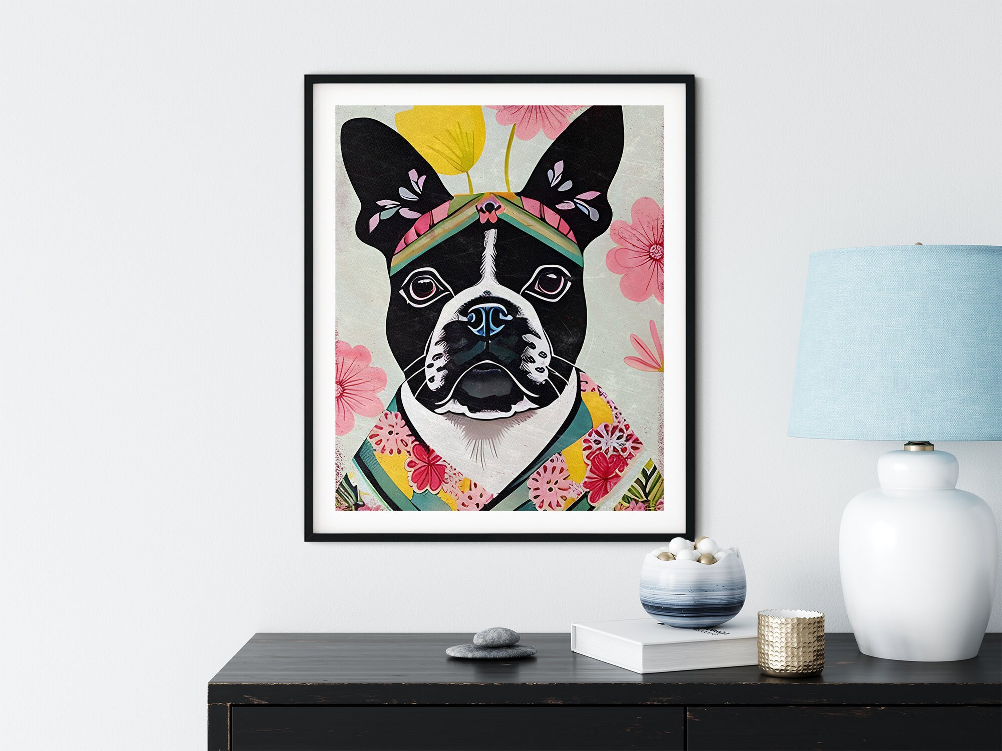 Pretty and Original Boston Terrier Wall Art, 18" X 24," Digital ...